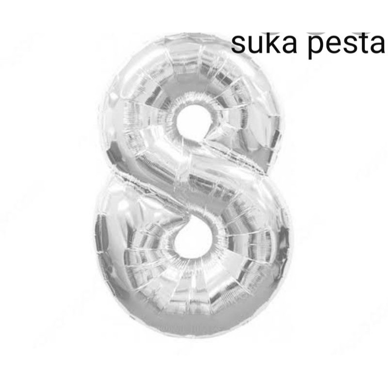 Jual BALON ANGKA SILVER 80CM / BALON FOIL ANGKA 80CM / BALON ANGKA ...