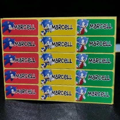 Jual Sonic Sticker Label Nama anak uk kecil stiker nama untuk pensil ...