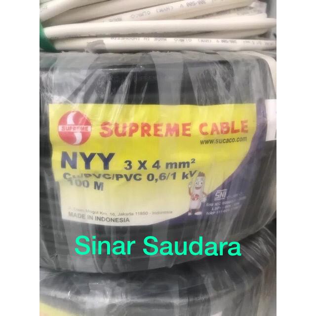 Jual Kabel NYY ukuran 3x4 3x4 Kawat Hitam merek Supreme per-meter | Shopee Indonesia