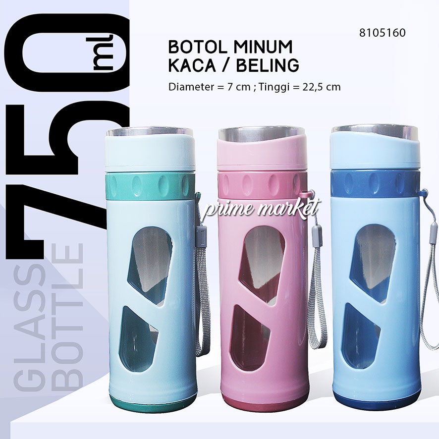 Jual Botol Minum Kaca / Botol Minum Beling Infused Water 750 ml ...