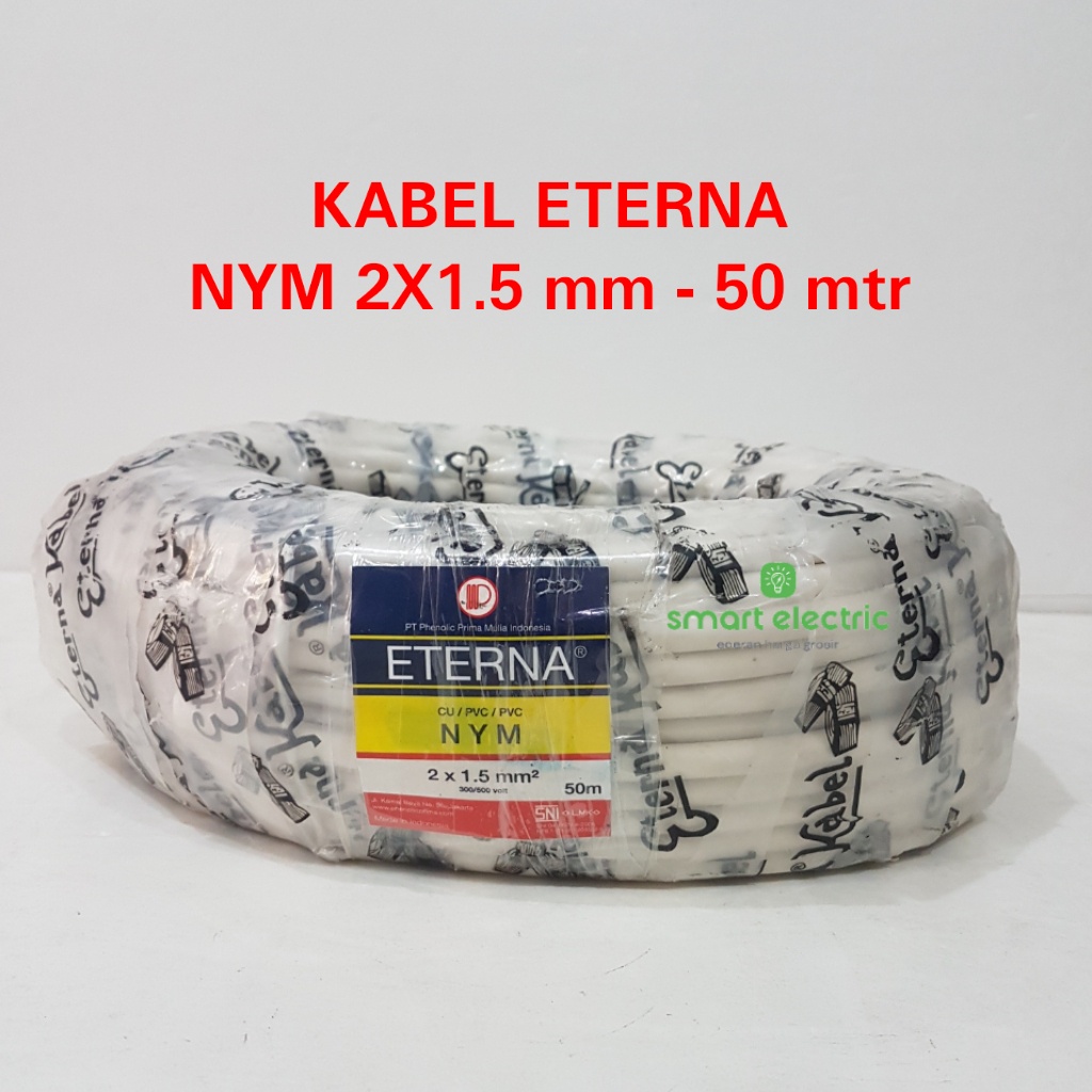 Jual Kabel Listrik Eterna NYM 2x1.5mm 50M Tunggal Tembaga Murni SNI LMK | Shopee Indonesia