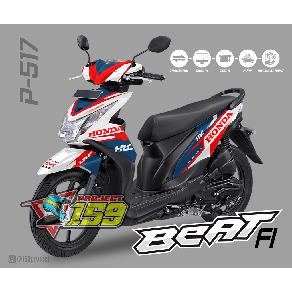 Jual Stiker Motor Beat FI 2014 - P-517 Honda Racing Livery | Shopee ...