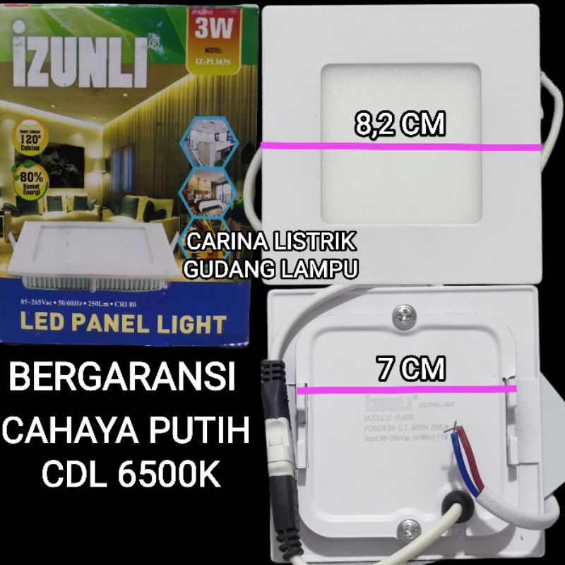 Jual IZUNLI PANEL LED 3W IB KOTAK IN BOW PUTIH CDL 6500K BAGUS | Shopee Indonesia