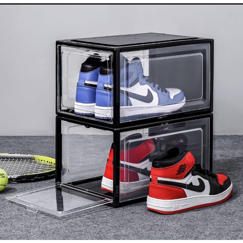 Jual Kotak Sepatu Transparan Flip Buka Depan dan Buka Samping Extra ...