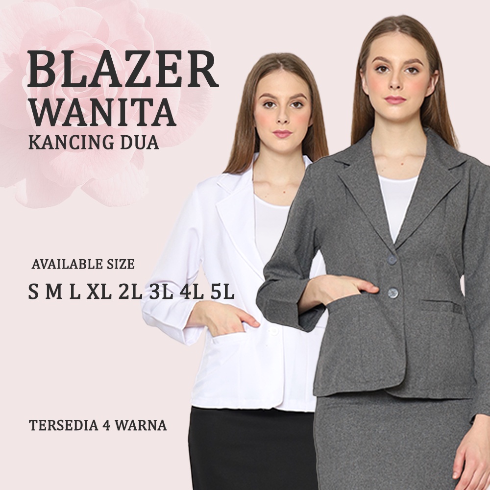 Jual Blazer Formal Wanita HITAM PUTIH DONGKER ABU Ukuran S - 5L Blezer Kancing Dua Bahan ...