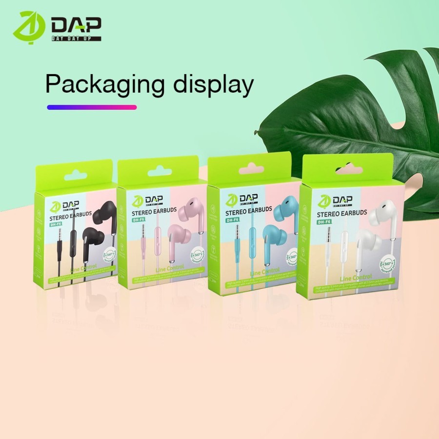 Jual Headset Macaron DAP DH-F6 Handsfree Stereo Earbuds With Mic ...