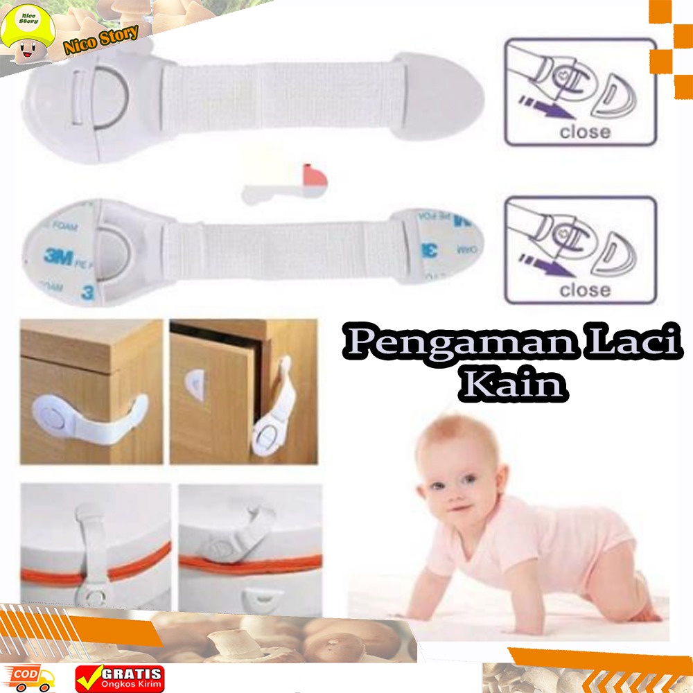 Jual (NCS) Pengaman Pengunci Lemari Laci Kulkas Drawer Safety Belt Lock ...