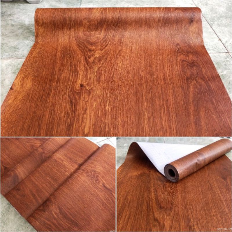 Jual Wallpaper Dinding Sticker Dinding Kayu Pernis Coklat Shopee