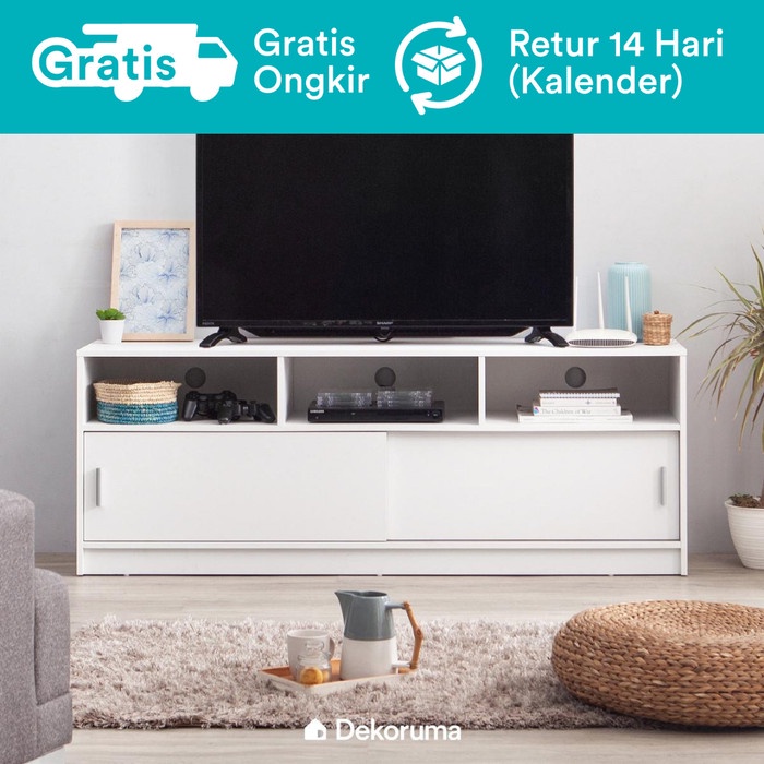 Jual Moku Meja Tv Minimalis Atau Lemari Rak Tv (Buffet Tv Cabinet) - Putih | Shopee Indonesia