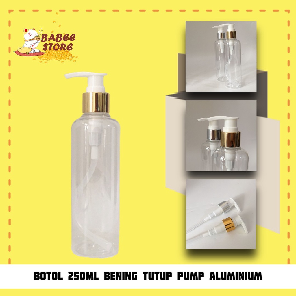 Jual BOTOL 250ML PUMP GOLD / BOTOL PLASTIK 250 ML BENING PUMP SILVER / BOTOL KOSMETIK / BOTOL ...