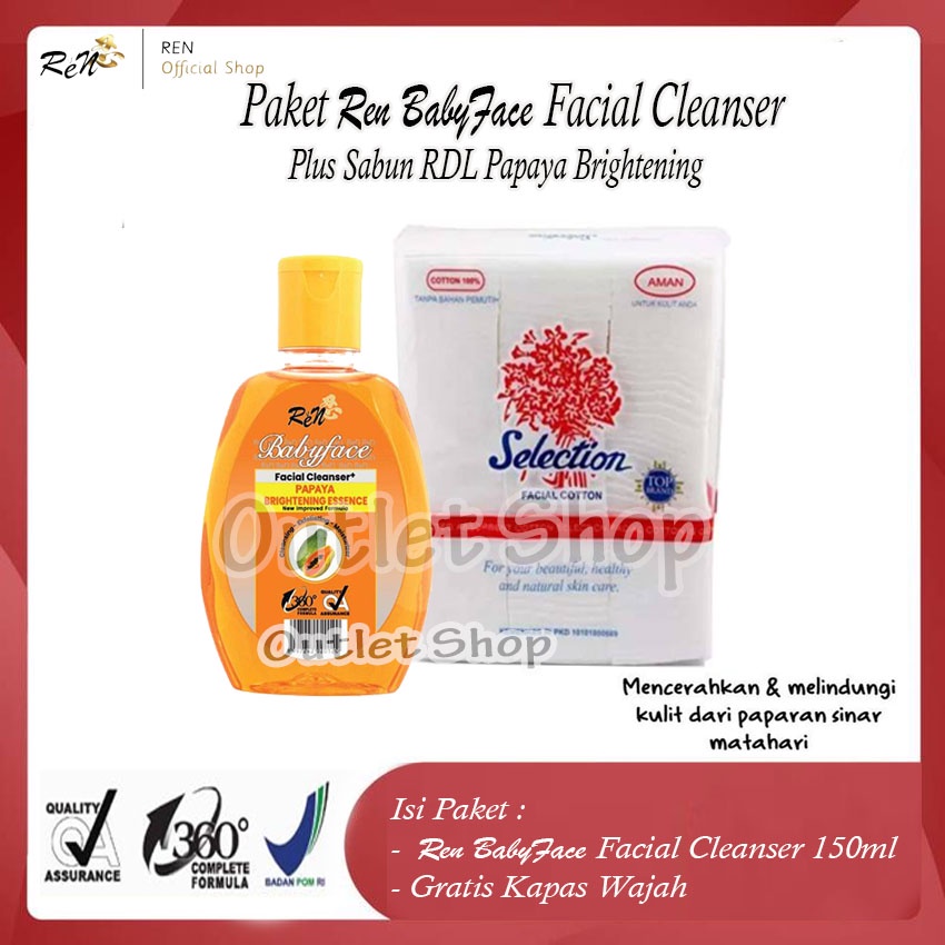 Jual Paket ReN BabyFace Facial Cleanser + Papaya Brightening Essence ...