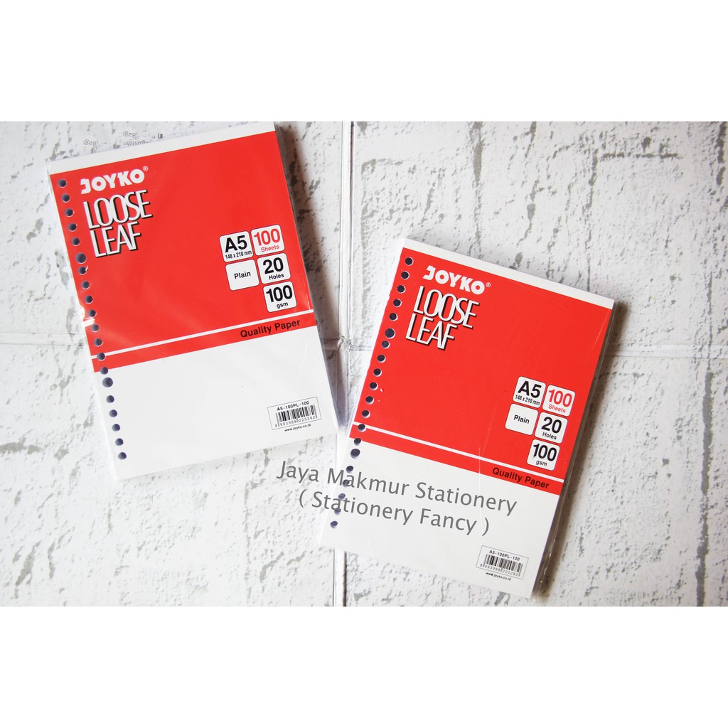 Jual Kertas File Loose Leaf Joyko Polos A5-100PL Plain Polos 100 Lembar | Shopee Indonesia