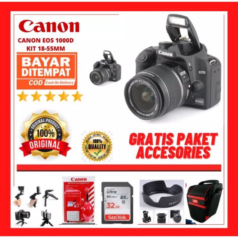 Jual CANON 1000D KIT 18-55MM | Shopee Indonesia