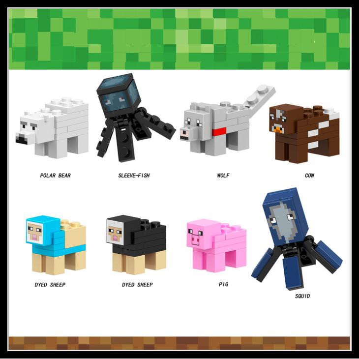 Jual Minecraft Polar Bear Wolf Cow Sheep Pig Squid Fish Minifigure Lego ...