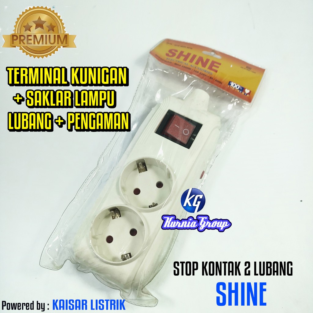 Jual Stop kontak Terminal isi 2 + Saklar SHINE Kuningan + Lubang ...