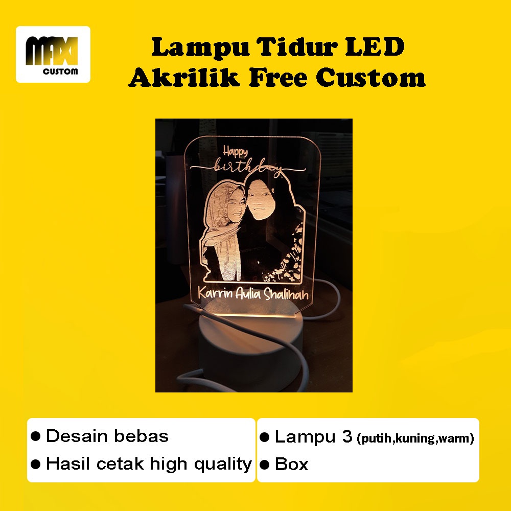 Jual Lampu Tidur CUSTOM LED Akrilik / ACRYLIC FREE DESIGN (LINE ART ...
