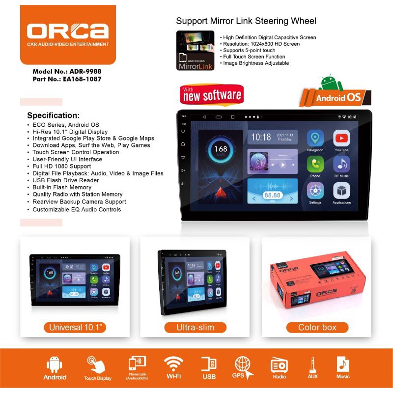 Jual HEAD UNIT ANDROID ORCA ECO 10.1 SOCKET PNP RAM 2+16 GB | Shopee ...