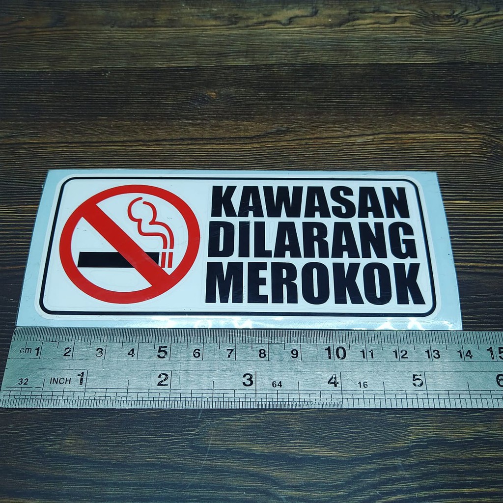 Jual Cutting Sticker KAWASAN DILARANG MEROKOK 13cm bahan oracal ...