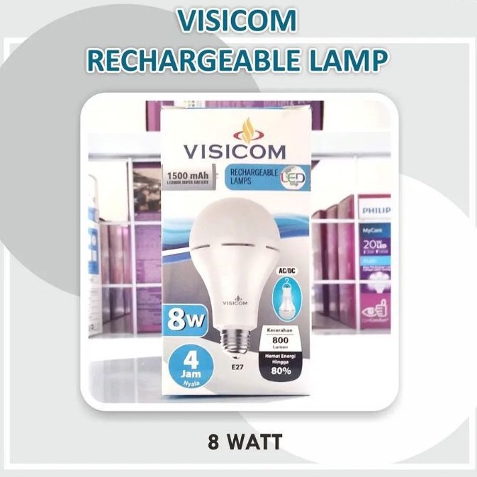 Jual VISICOM RECHARGEABLE LAMP LAMPU EMERGENCY 8W 10W 12W | Shopee ...