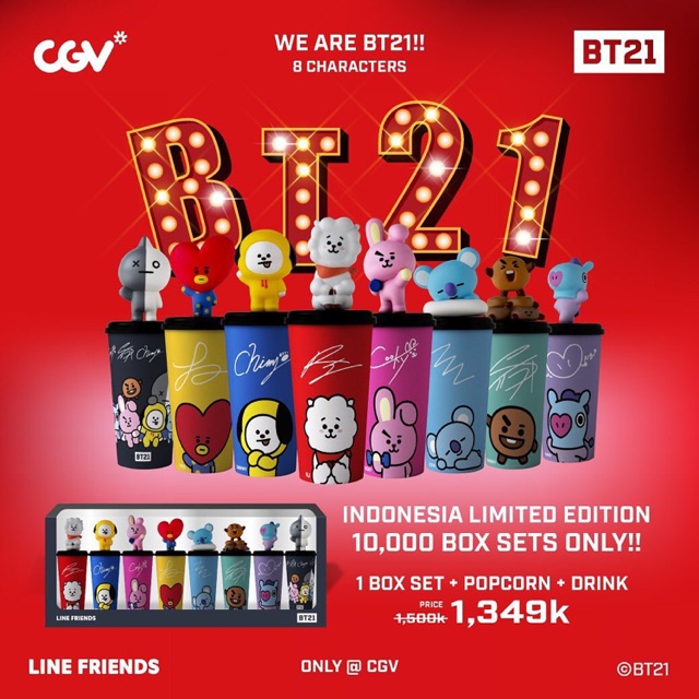 Jual Tumbler BTS CGV BT21 Indonesia Limited Edition Box Set Sharing | Shopee Indonesia