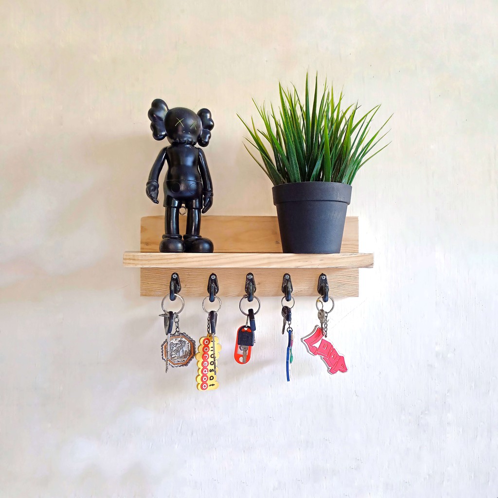 Jual Rak Dinding Kayu Tempat Gantungan Kunci Minimalis / Hiasan Dinding ...