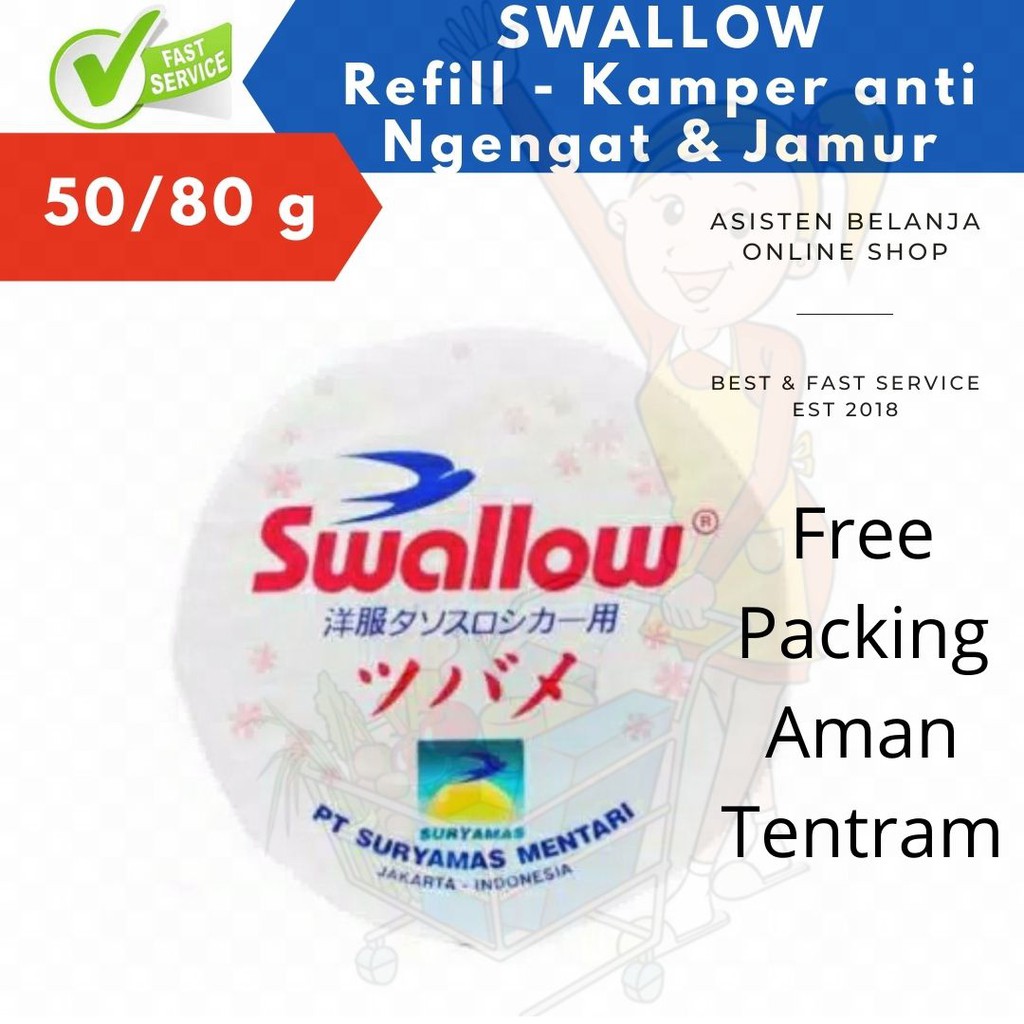 Jual SWALLOW / BAGUS Kamper Kapur Barus Refill Refil 50 gr / 80 gr ...