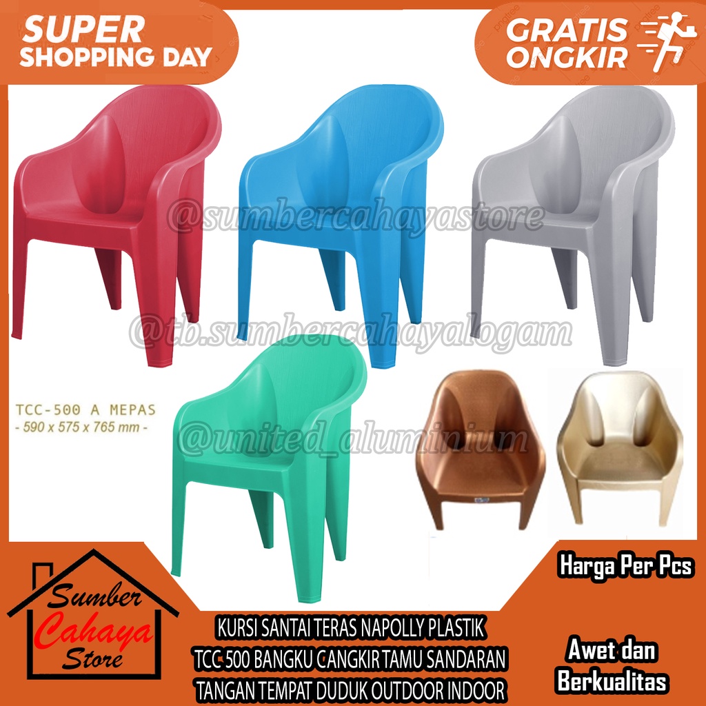 Jual Napolly Tcc 500 Kursi Santai Teras Plastik Sandaran Tangan Bangku ...