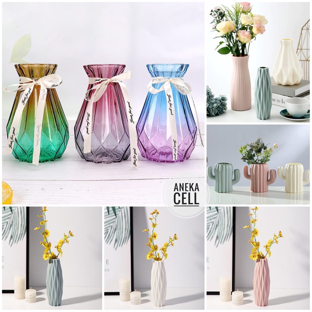 Jual [NEW] Vas Bunga Kaca Pita / Pot Bunga Plastik Diamond Vas Kaca ...