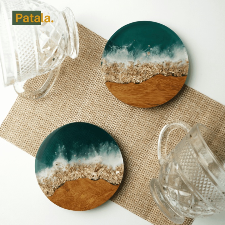 Jual Sea Series Coaster (Custom Tatakan Gelas Kayu dan Resin) | Shopee ...