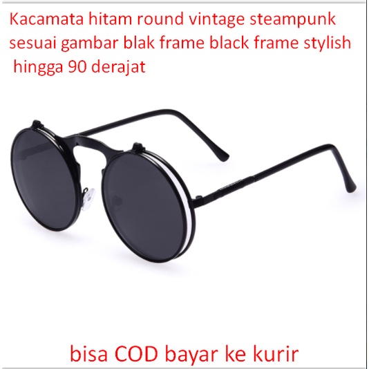 Jual Kacamata hitam round vintage steampunk sesuai gambar blak frame ...