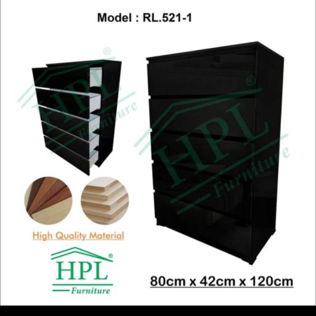 Jual RAK SERBAGUNA 5 SUSUN LACI HPL HITAM | Shopee Indonesia