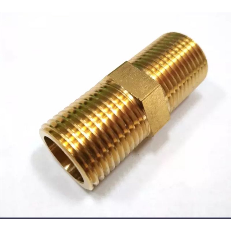 Jual double nepel Kuningan 1/4x1/4 / double nepel 1/4x1/4 kuningan | Shopee Indonesia