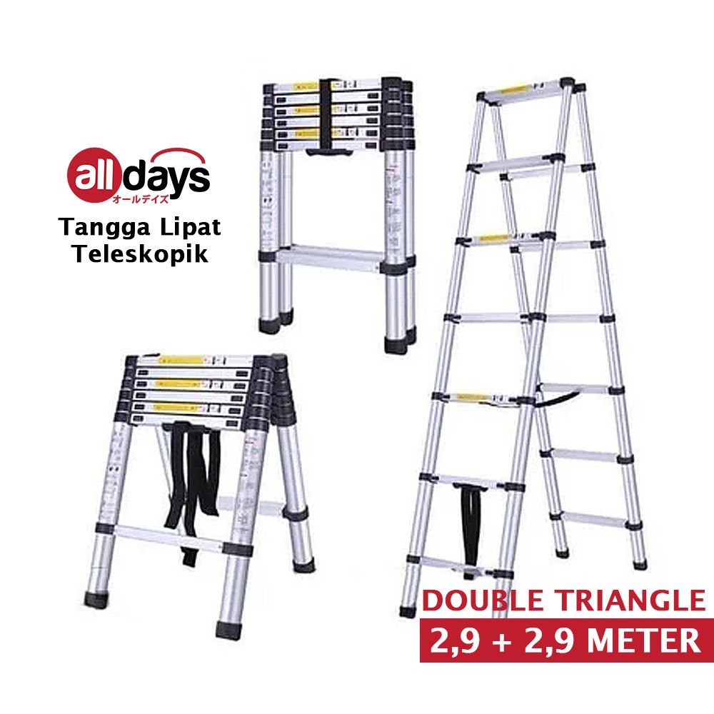 Jual Alldays Tangga Lipat Teleskopik DOUBLE TRIANGLE 2,9 + 2,9 METER ...