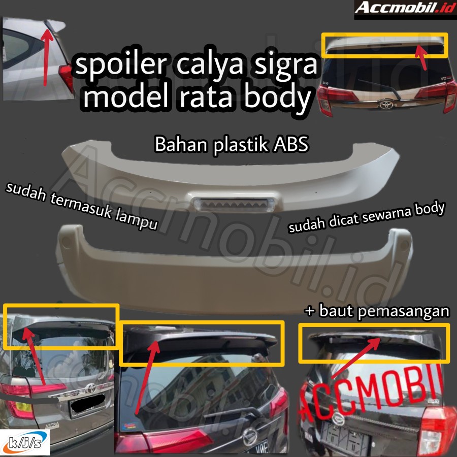 Jual spoiler toyota calya daihatsu sigra plastik dengan lampu - Hitam ...