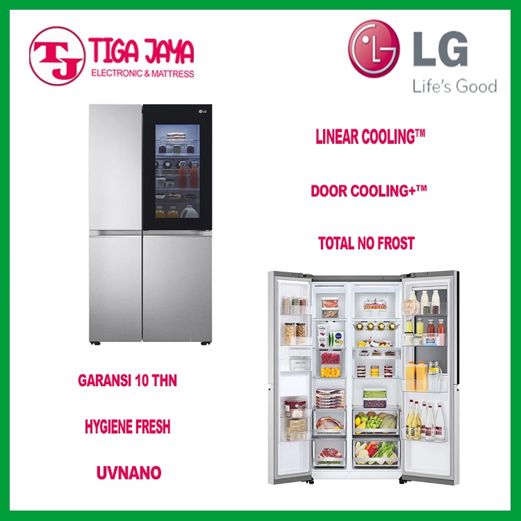 Jual LG GCQ257CSFS KULKAS LG SIDE BY SIDE INSTA VIEW KULKAS INVERTER GC-Q257CSFS | Shopee Indonesia