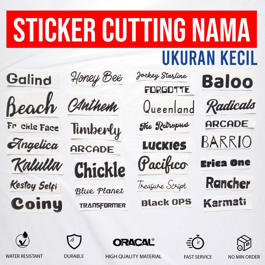 Jual Sticker Cutting Nama Tulisan Bebas Custom Desain Logo Mobil Motor ...