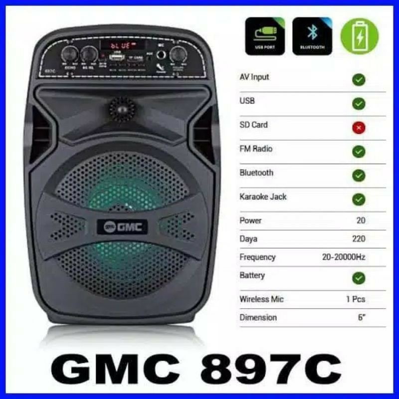 Jual SPEAKER BLUETOOTH MULTIMEDIA AMPLI GMC 897C/897M SPEAKER KARAOKE ...