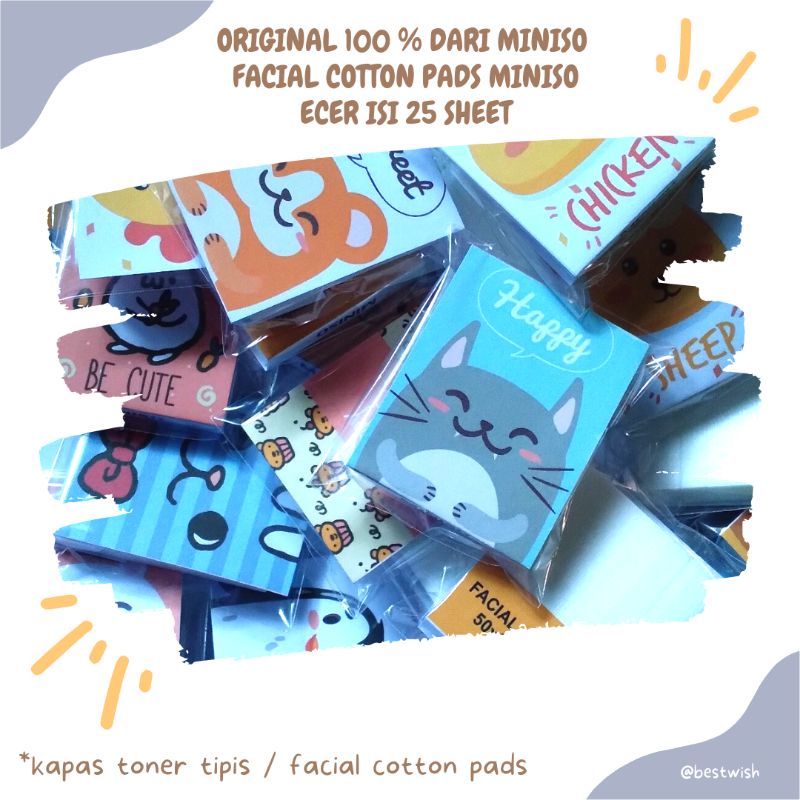 Jual ECER KAPAS TONER ORIGINAL 100 % DARI MINISO FACIAL COTTON PADS ...