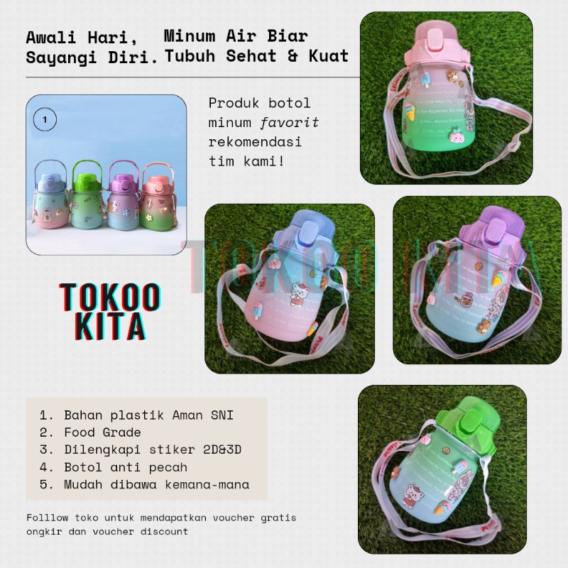 Jual Botol Minum Gradiasi Gemoy Viral Sticker Motivasi Thumbler 2D ...