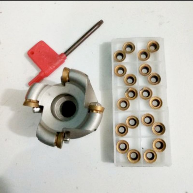 Jual facemill radius. face mill 50mm R5 set insert RPMT.rckt.rdmt ...