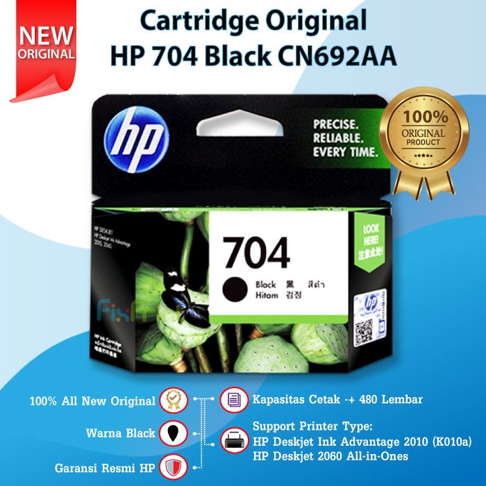 Jual Cartridge HP 704 Black Original Ink Catridge CN692AA Katrid Tinta ...