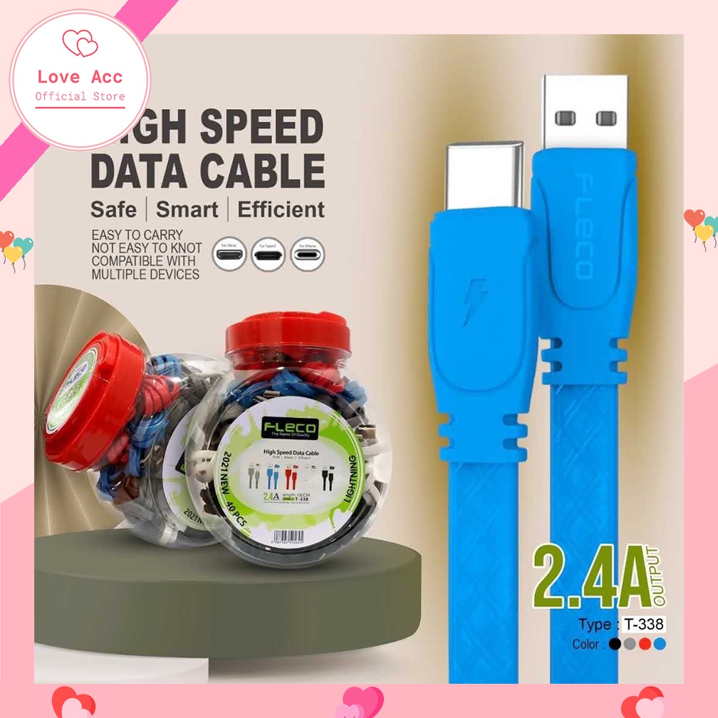 Jual KABEL DATA MICRO USB / TYPE-C FLECO T-338 FAST CHARGE 2.4A ...