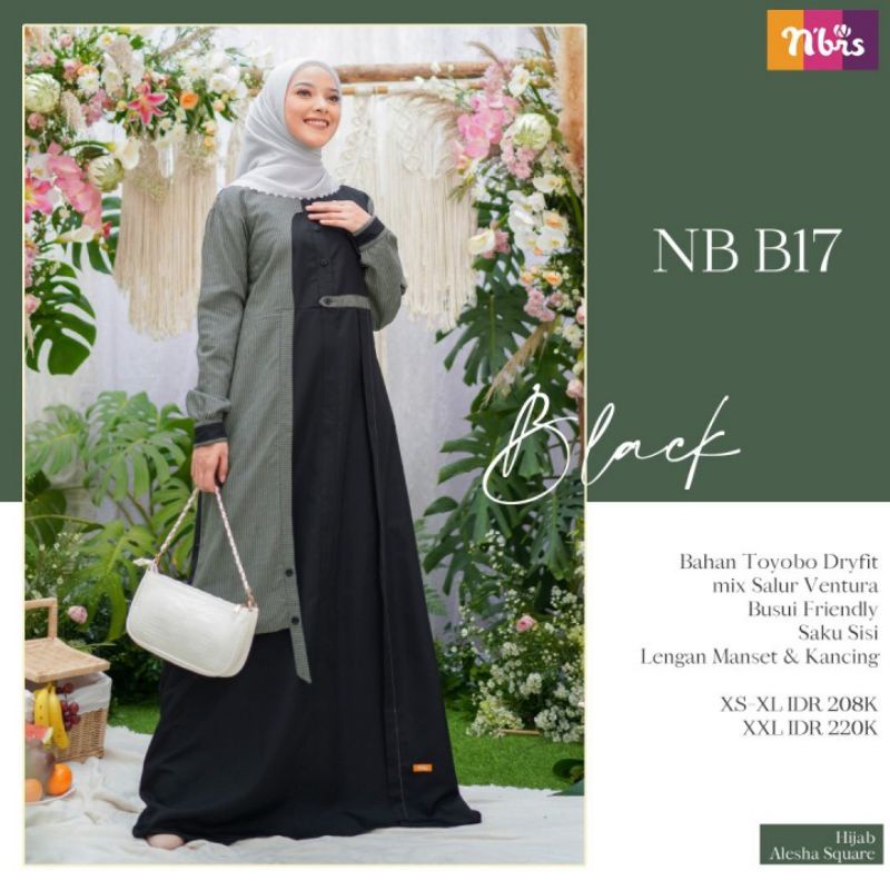Jual NBB 17 NB B17 Gamis Nibras Cream Black Lilac | Shopee Indonesia