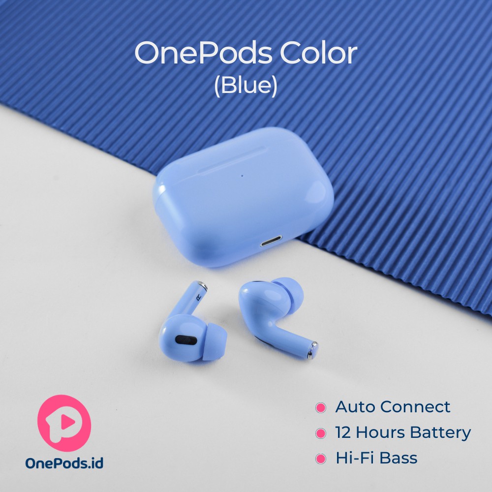Jual OnePods Color TWS - Blue [Free Silicone Case!] | Shopee Indonesia