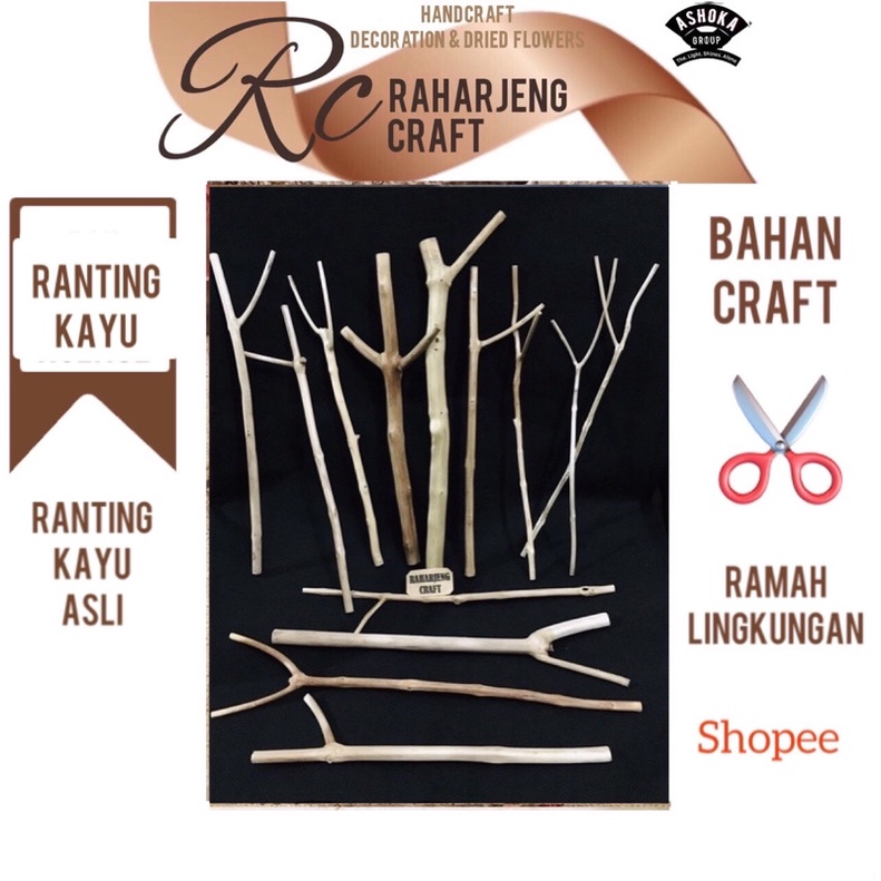 Jual 047|| 1 pcs Ranting kayu kering bercabang|| peeled wooden twigs ...