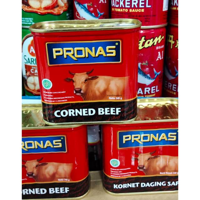 Jual Pronas Corned Beef 340gr/ Kornet sapi kaleng/ Kornet sapi | Shopee ...