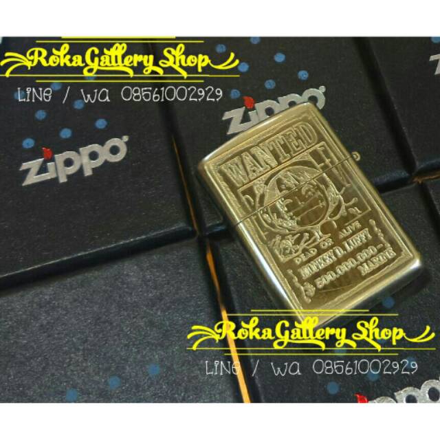 Jual Zippo gold custom grafir one piece wanted monkey d luffy | Shopee Indonesia