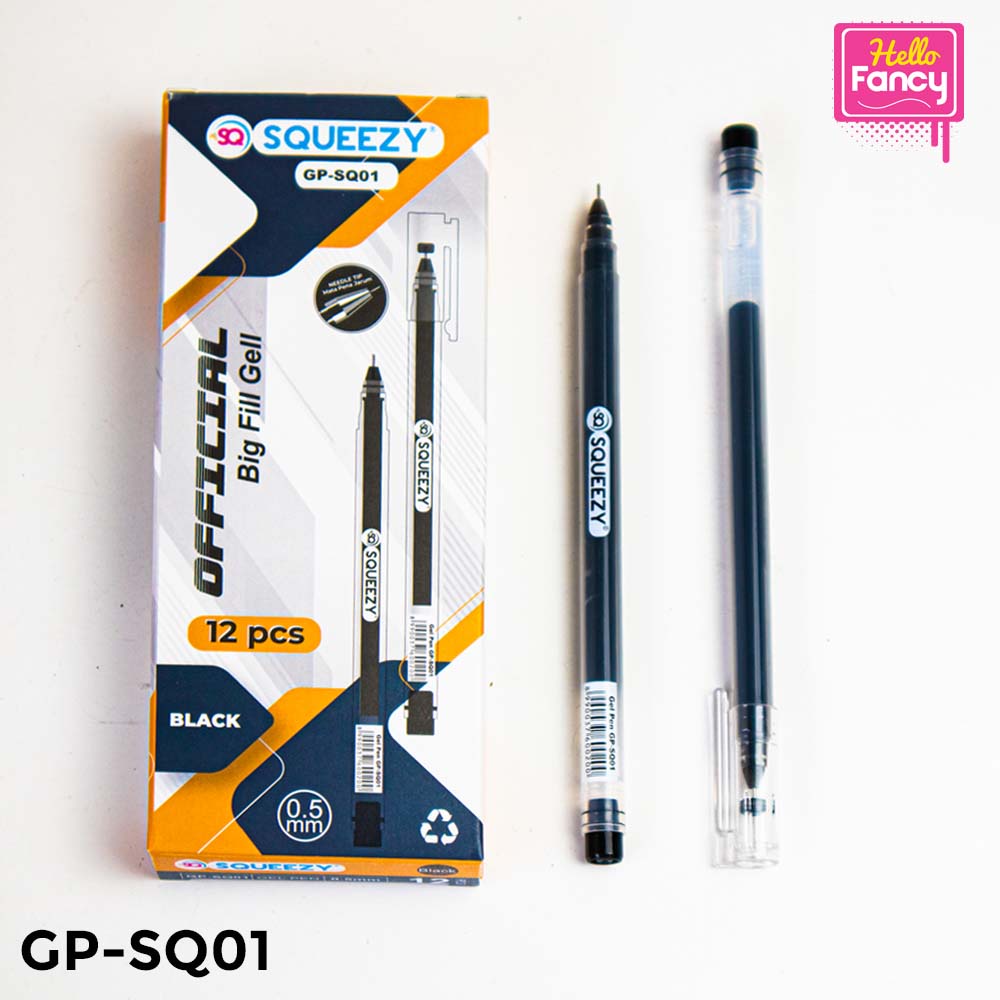 Jual Gel Pen Halus Pulpen Gel Pena Squeezy 0.5 MM 1 Pak isi 12 Pcs ...