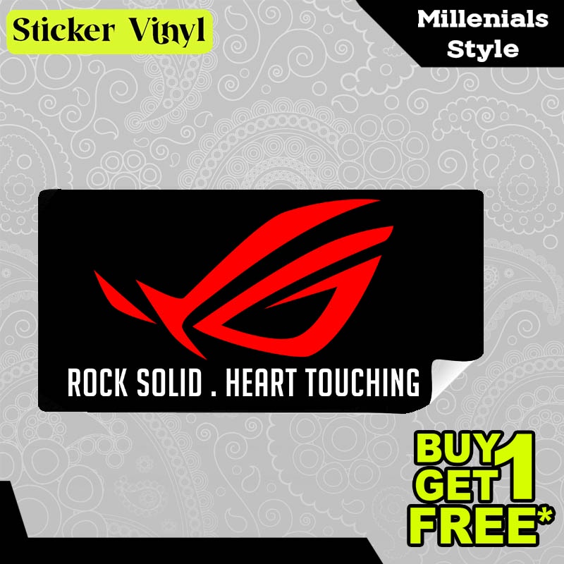 Jual Stiker Sticker Asus Republic of Gamer ROG Rock Solid Desain Keren ...