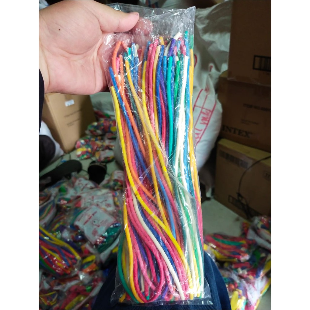 Jual Balon Tiup / Angin Pentil Kecil Merek Bohlam Mas Isi 100 | Shopee ...
